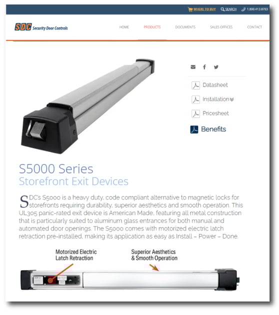 S5000 STOREFRONT EXIT DEVICE