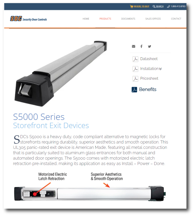 S5000 STOREFRONT EXIT DEVICE