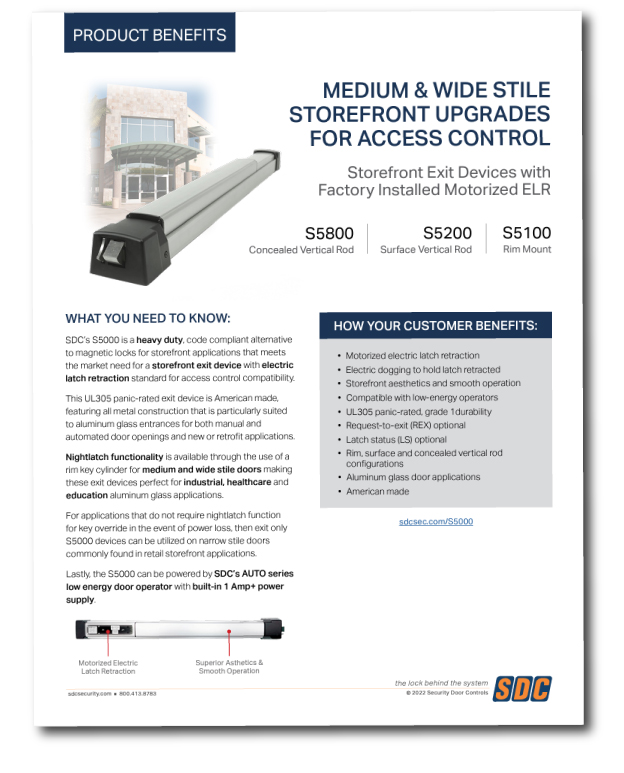 S5000 STOREFRONT EXIT DEVICE